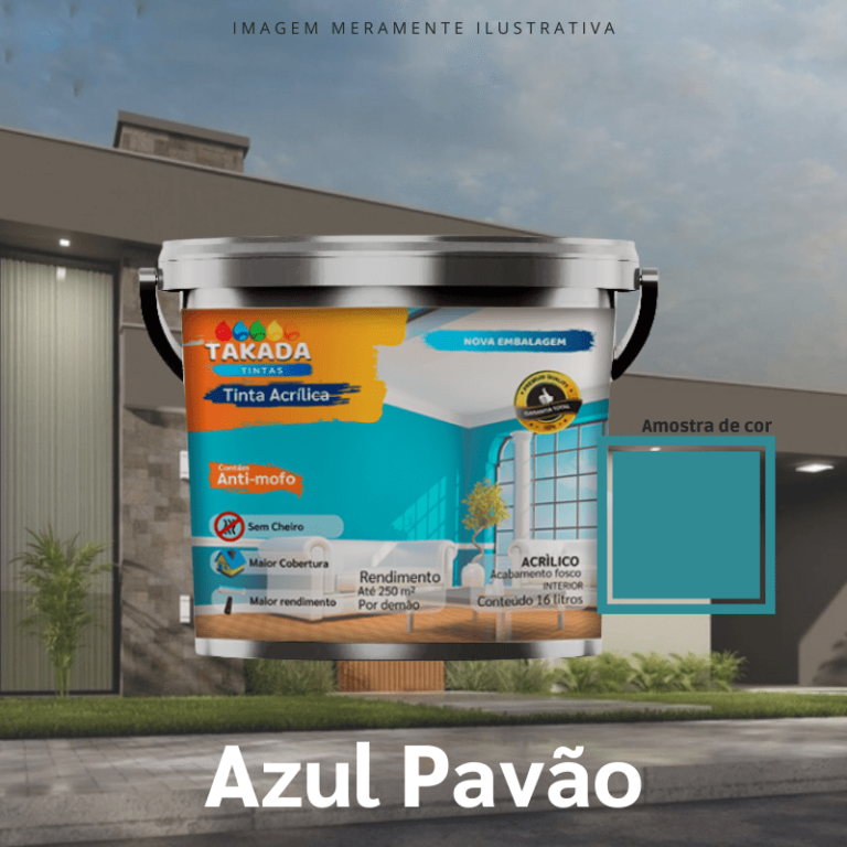 Tinta acrílica Takada Tintas 3,6 Litros Azul Pavão | Tintas |Takada Tintas